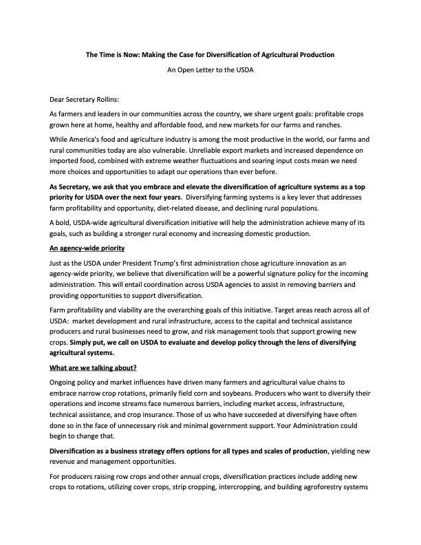 The Time is Now: Making the Case for Diversification of Agricultural ...